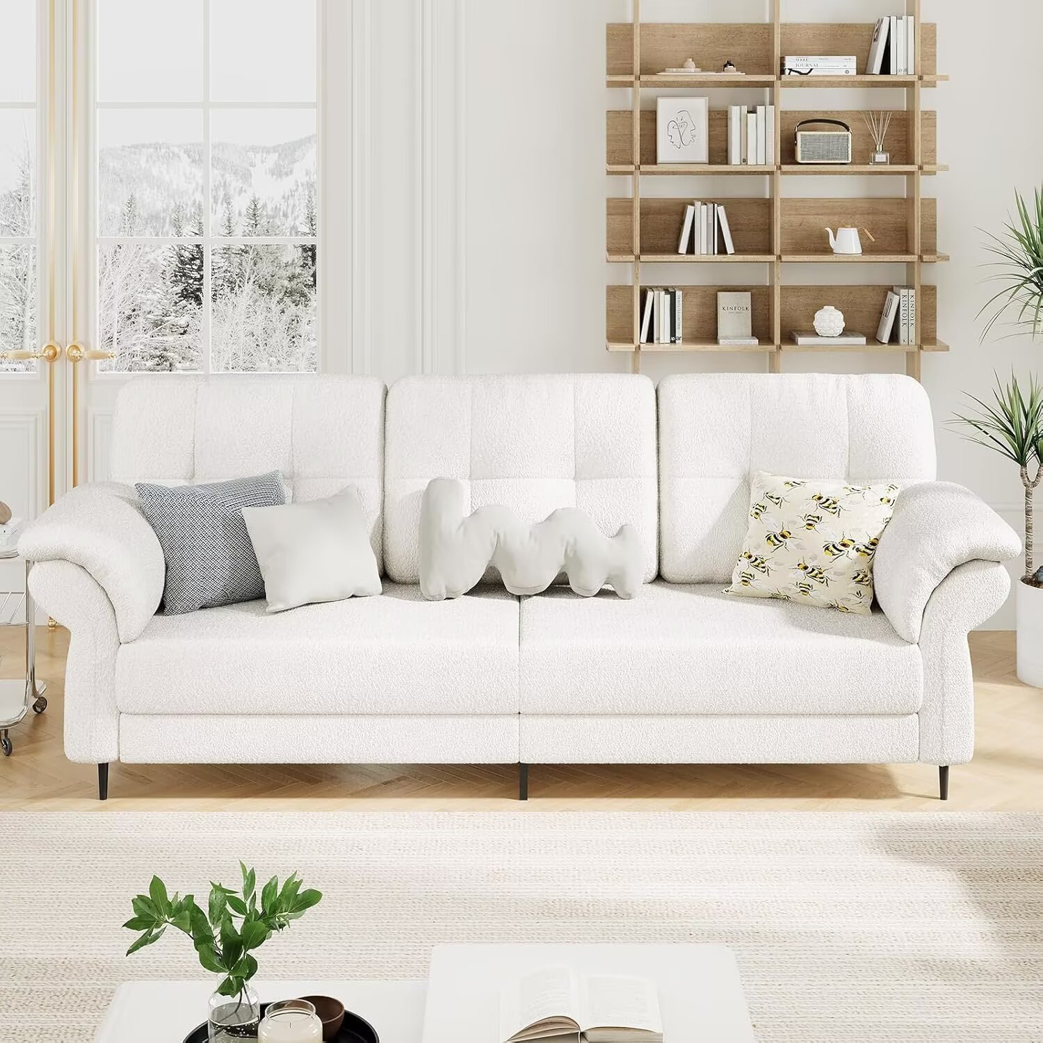 83.5" Loveseat Sofa, 3 Seat Sofa Couch with Removable Pillows, Side ...