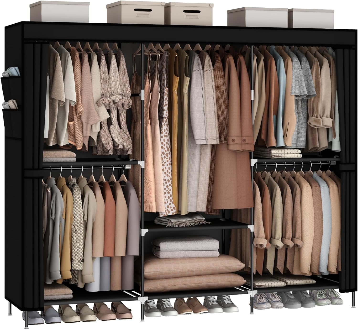 83" Closet Wardrobe, Portable for Bedroom, Freestanding Clothes Rack ...