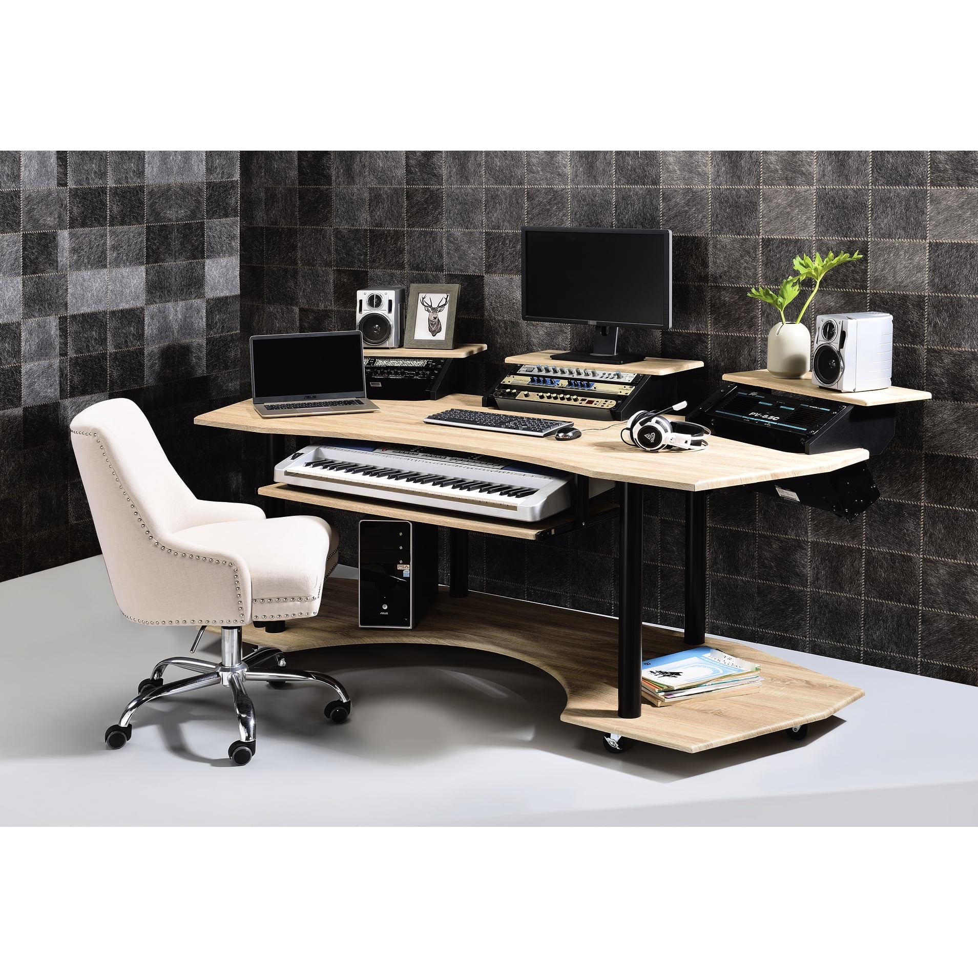83" Desk In Natural Oak - Functional, , Spacious Setup Modern, For ...
