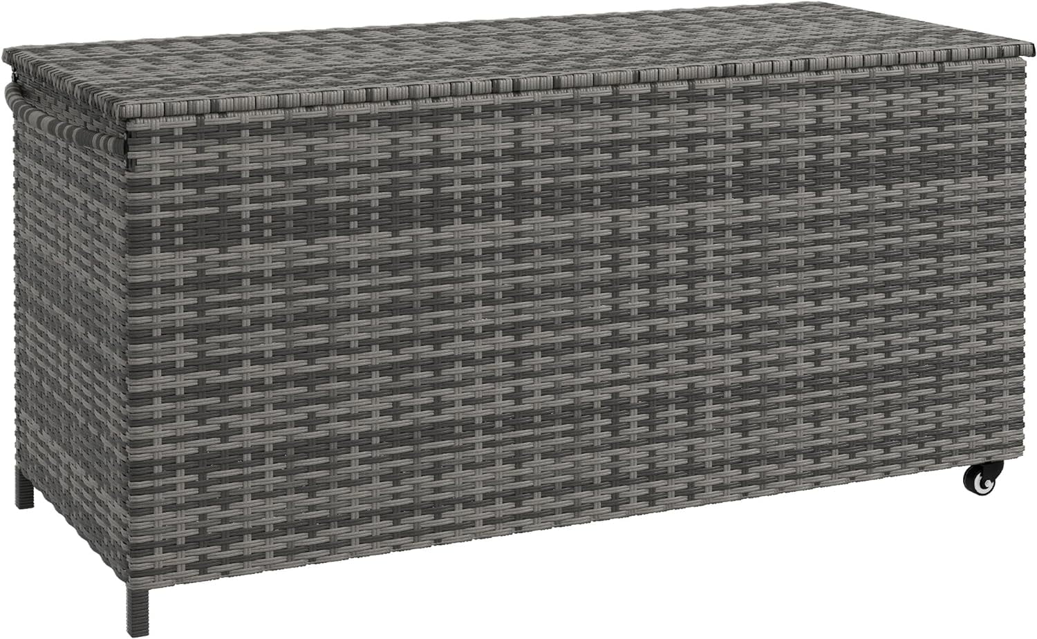 83 Gallon Deck Box, Large Outdoor Storage Chest, PE Wicker Trunk for ...