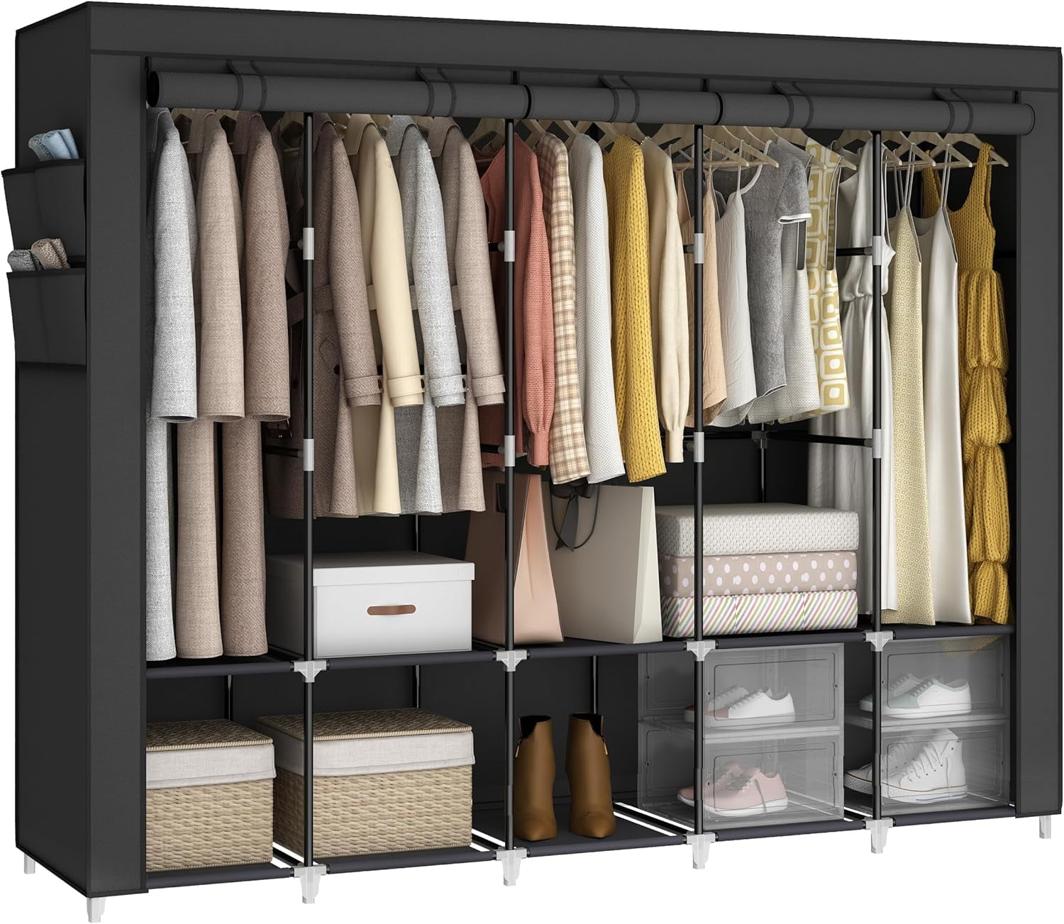 83 Inch Large Capacity Portable Closet Wardrobe with Non-Woven Fabric ...