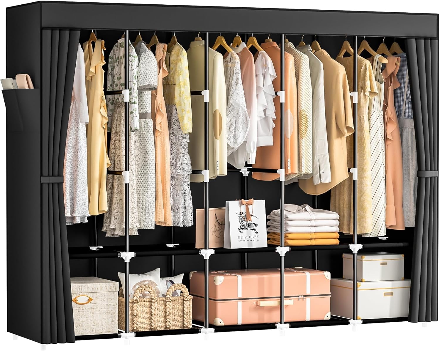 83 Inch Large Capacity Wardrobe Closet, Portable Armoire for Hanging ...