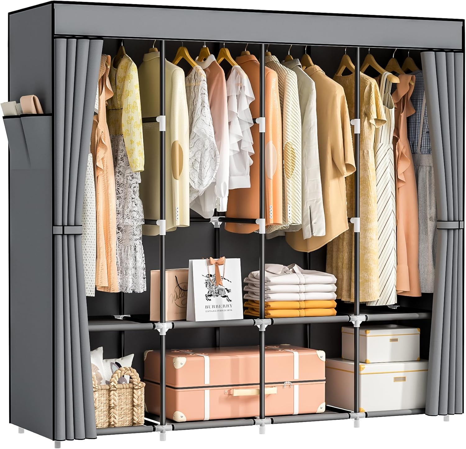 83 Inch Large Capacity Wardrobe Closet, Portable Armoire for Hanging ...