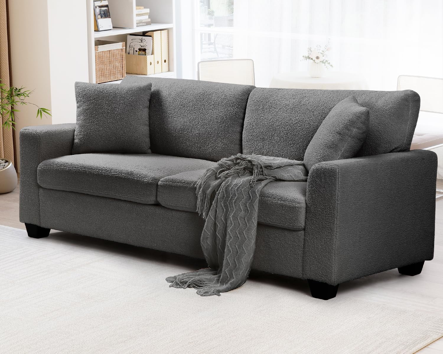 83 Inch Sofa, Comfy Couch, Modern Sofa, 3 Seater Sofa with Linen Fabric ...