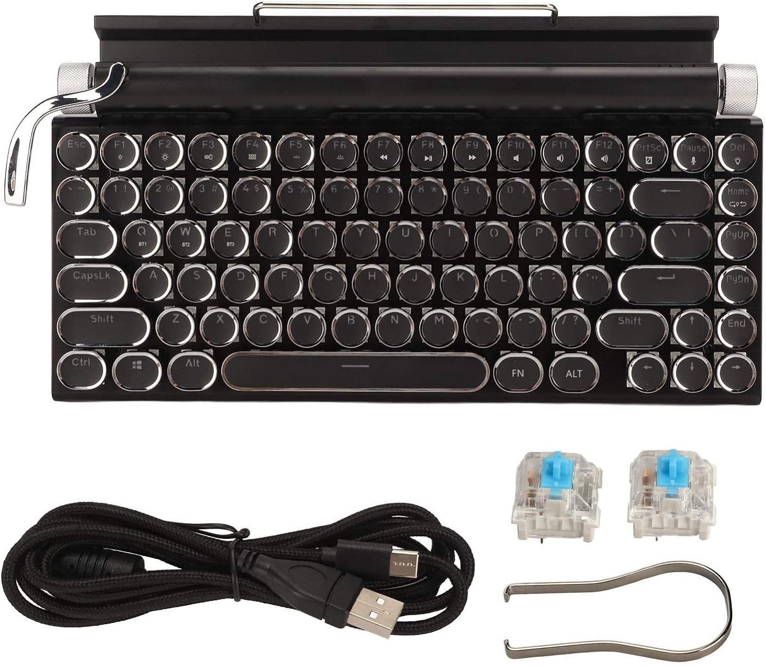 83 Keys Retro Typewriter Keyboard, Bluetooth Mechanical Typewriter ...