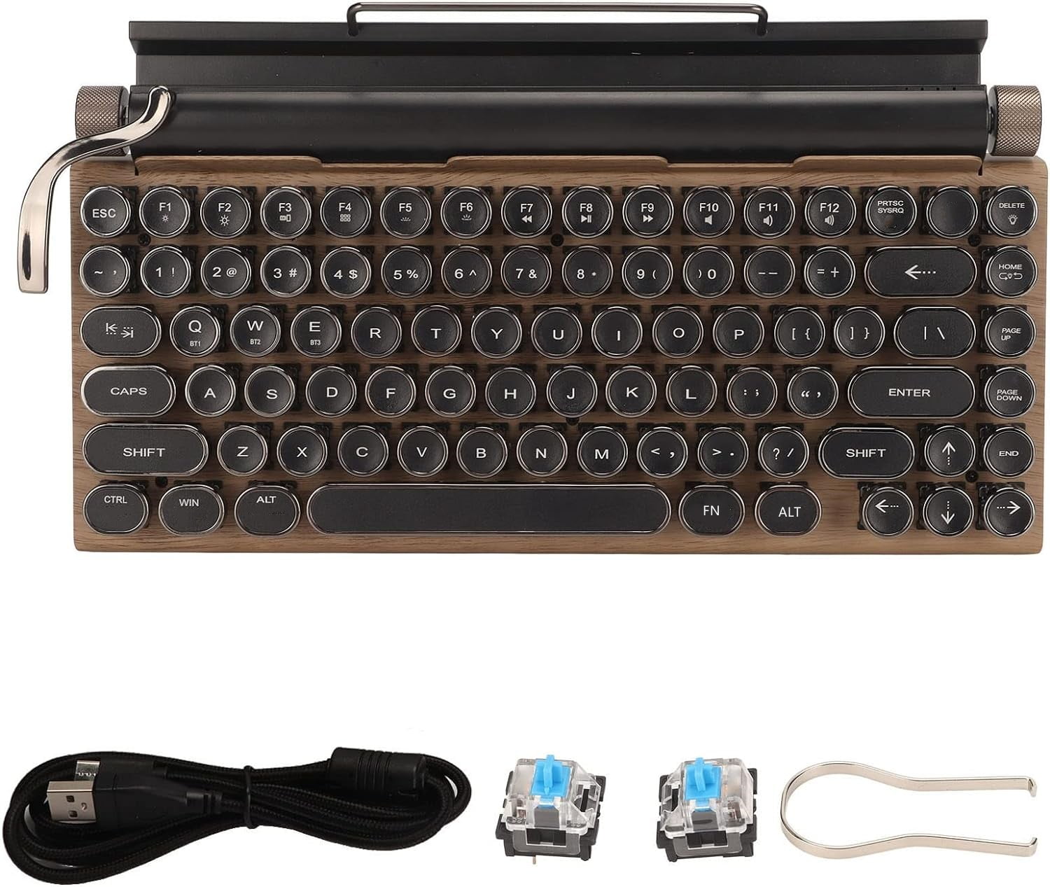 83 Keys Retro Typewriter Keyboard, Bluetooth Mechanical Typewriter ...