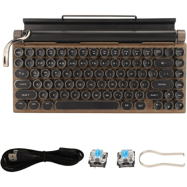 Retro Typewriter Keyboard, 83 Keys Wireless Bluetooth Mechanical ...