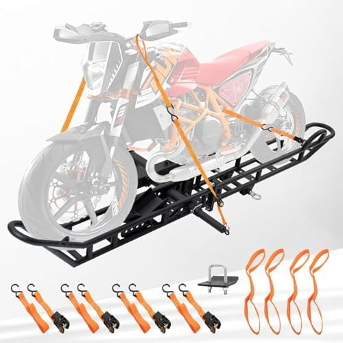 83" Motorcycle Hitch Carrier, 600 lbs Capacity, Adjustable Ramp for Up ...