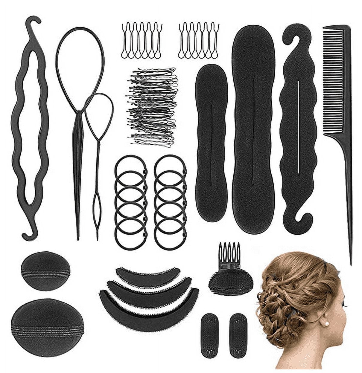 83 Pcs Hair Braiding Tool, DIY Hair Styling Tool Kit Updo Ponytail ...