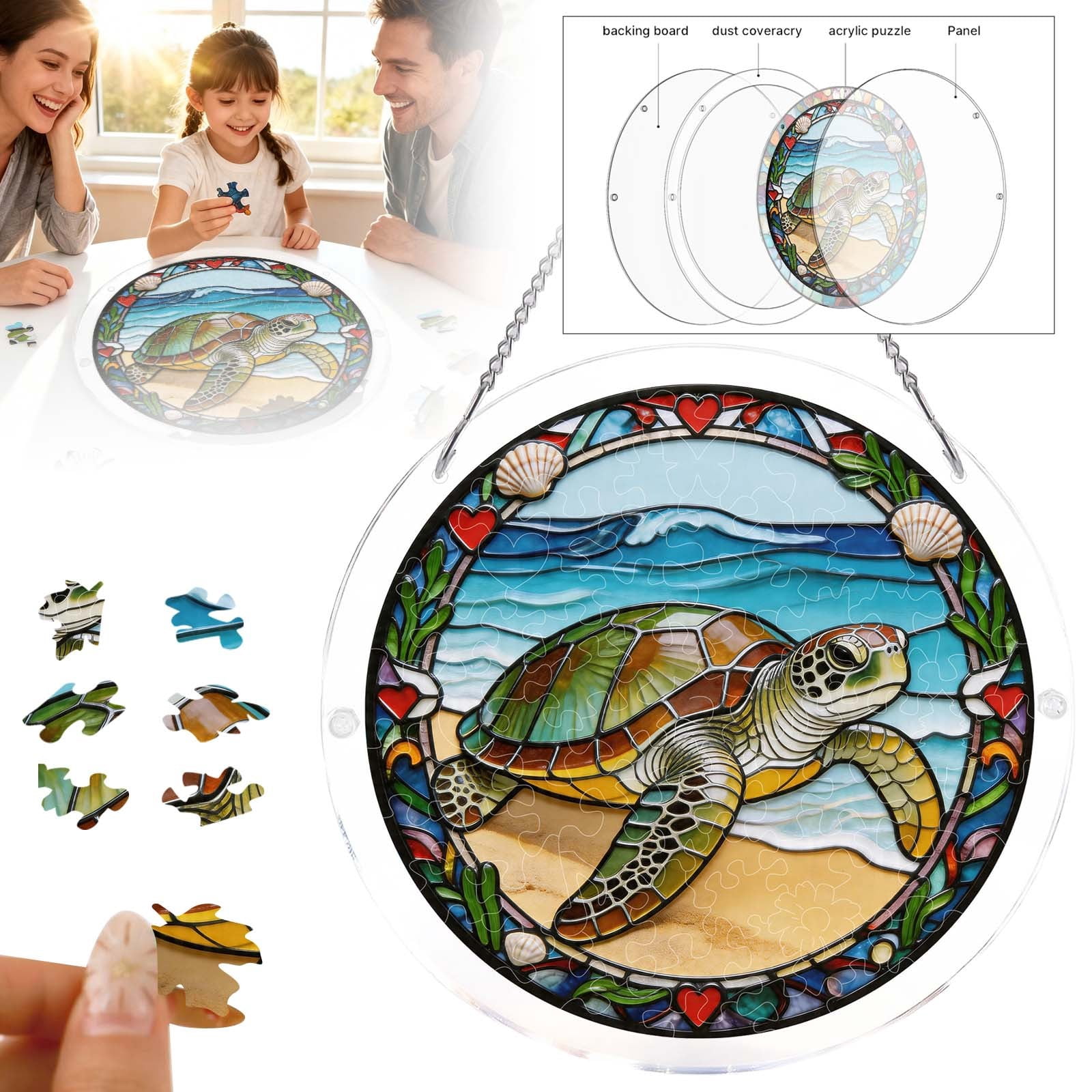 83 Piece Acrylic Puzzle Hanging Ornament, DIY Window Sun Catcher ...