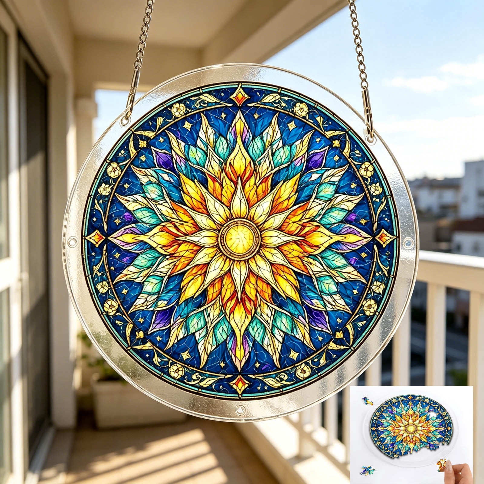 83 Piece Acrylic Puzzle Suncatcher – Stained Glass Effect Window ...