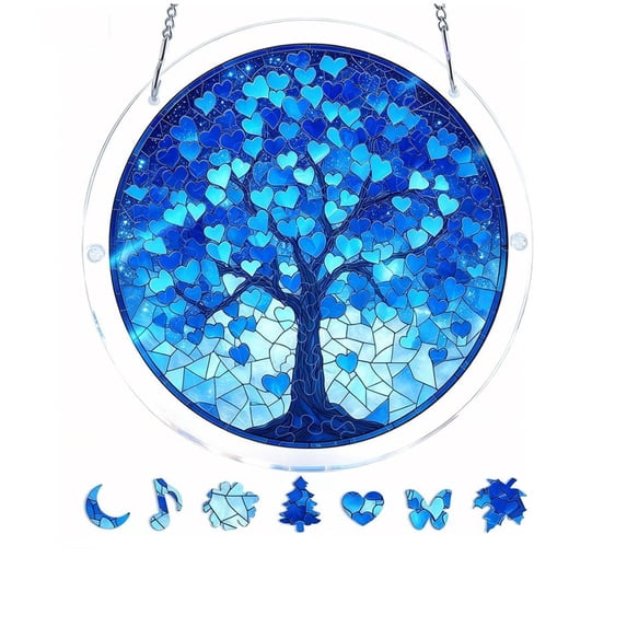 83 Piece Acrylic Window Hanging, Stained Glass Style Colorful ...