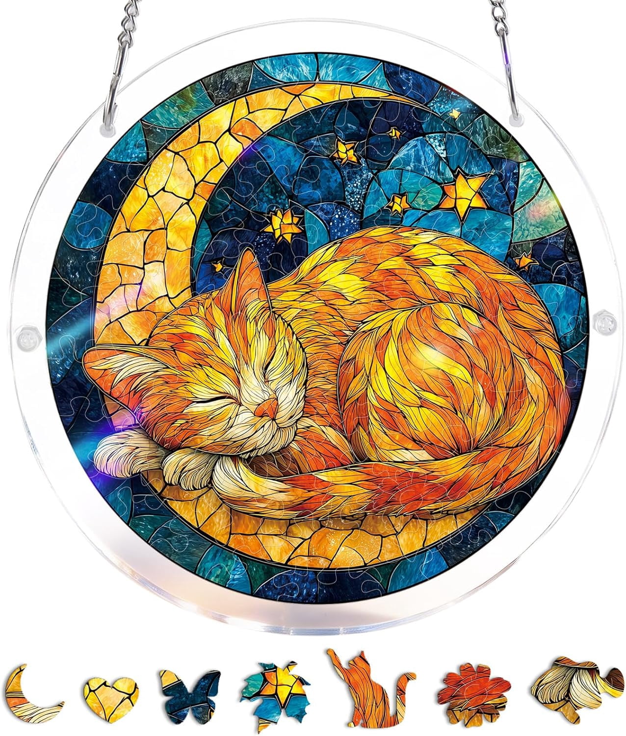 83 Pieces Acrylic Colorful Emerald Flame Hummingbird Suncatcher Puzzle ...