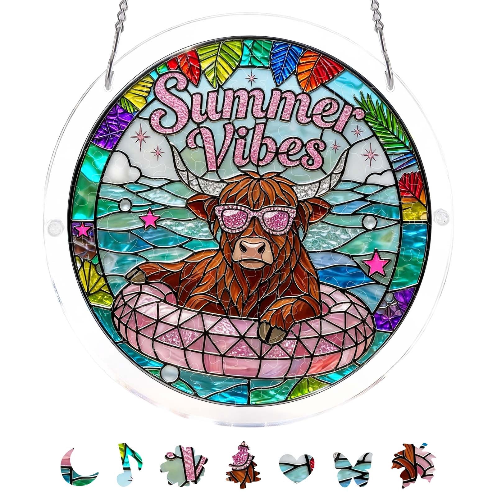 83 Pieces Acrylic Puzzle Suncatcher Stained Glass Window Hanging DIY ...