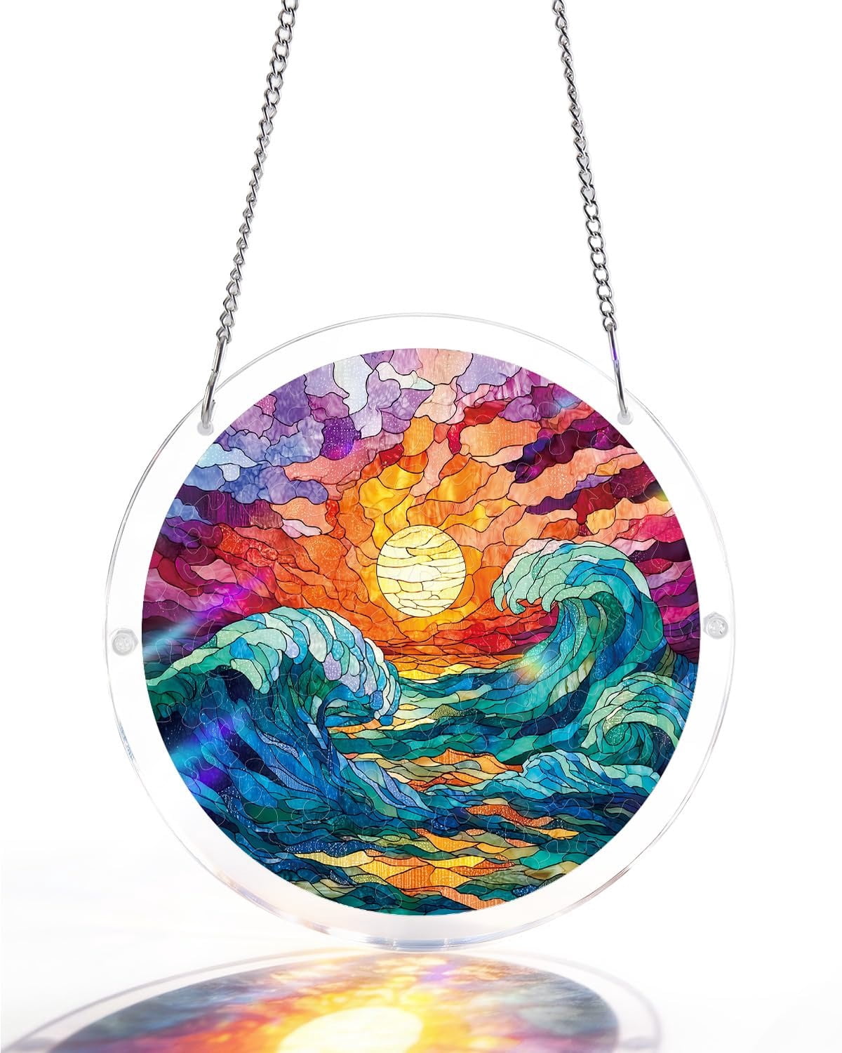 83 Pieces Acrylic Suncatcher Puzzle, Unique Purple Dream Sunset Tide ...