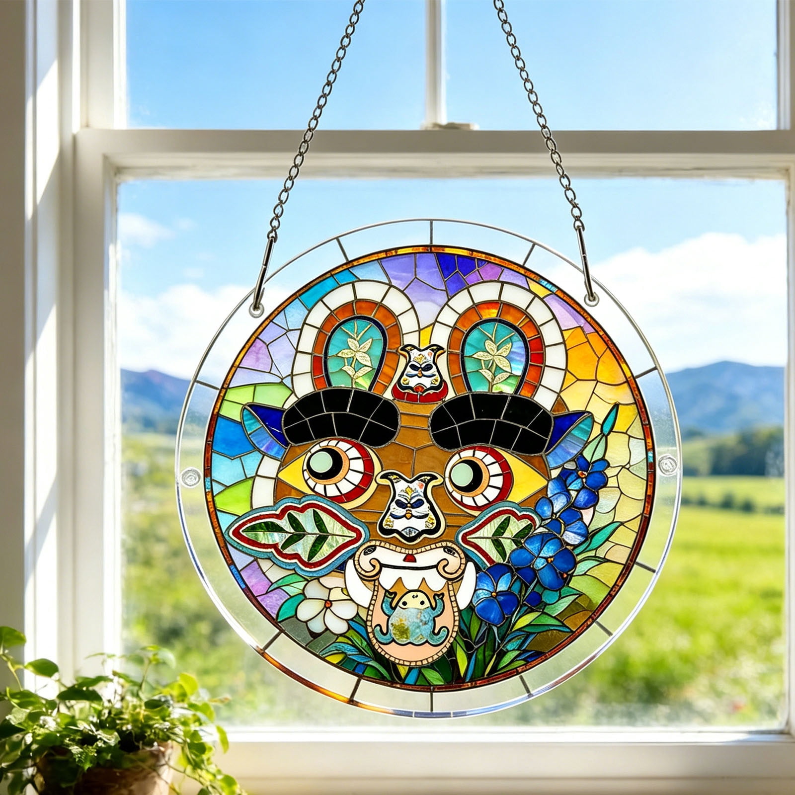 83 Pieces Sunlight Catcher Colored Glass Acrylic Puzzle, Stained Glass ...