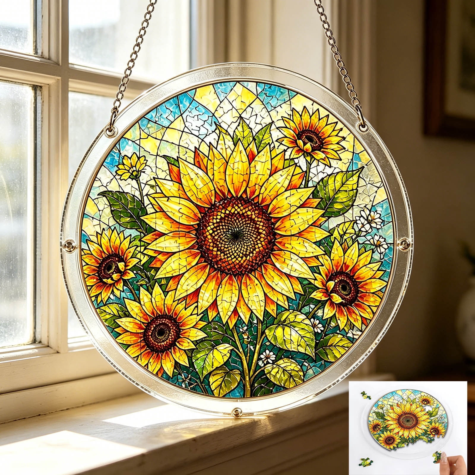 83 Pieces Unique Shaped Stained Acrylic Suncatcher Puzzle Ornaments ...