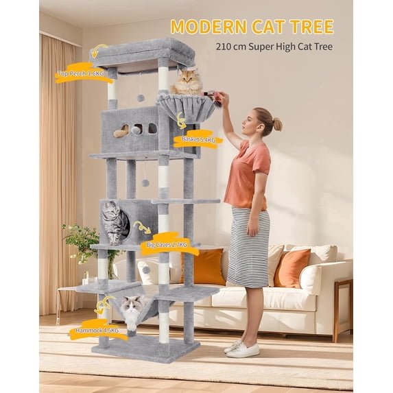 82.6" Cat Tree for Indoor, Large Multi-Level Activity Center with ...