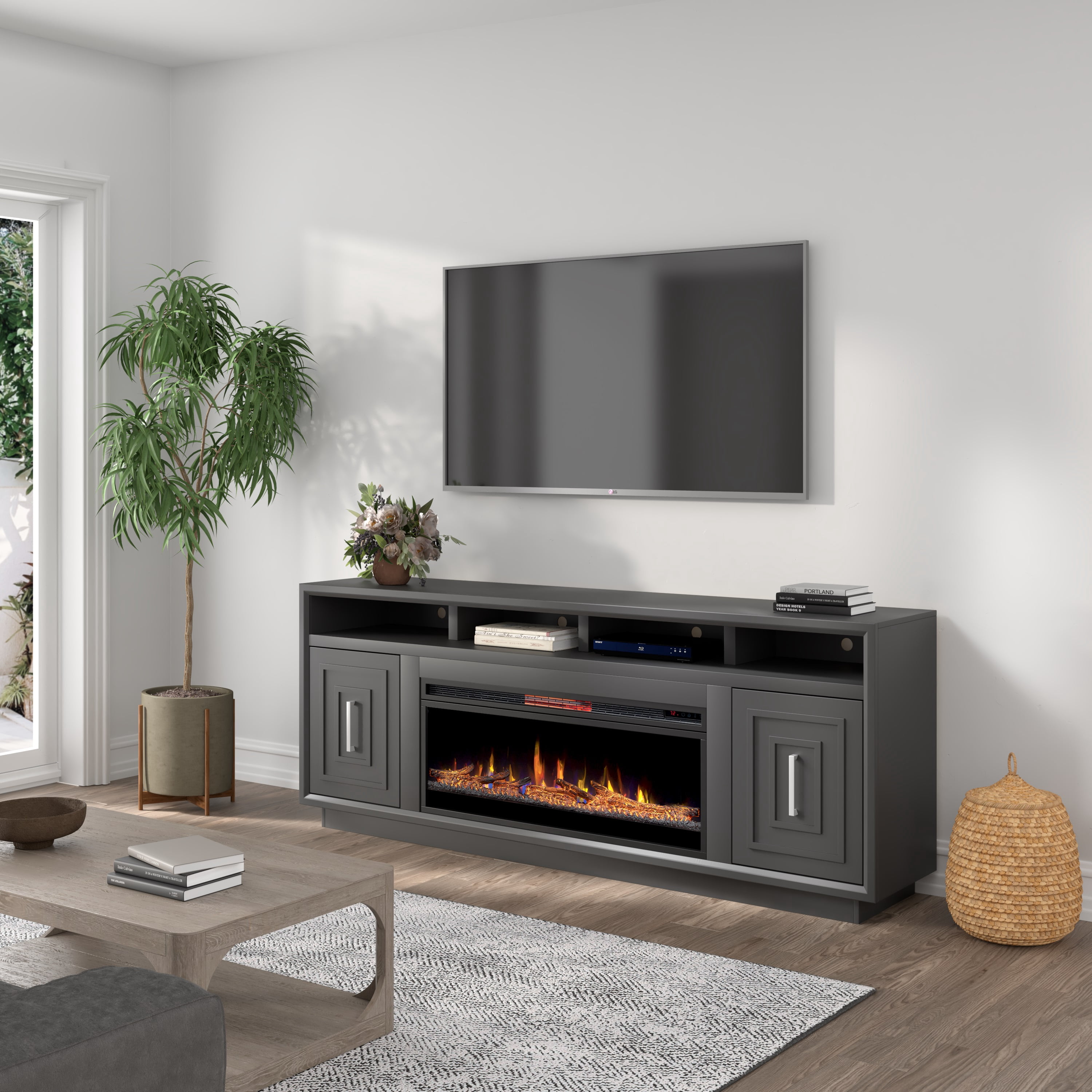 83 inch Electric Fireplace TV Stand for TVs up to 95 inches, Minimal ...
