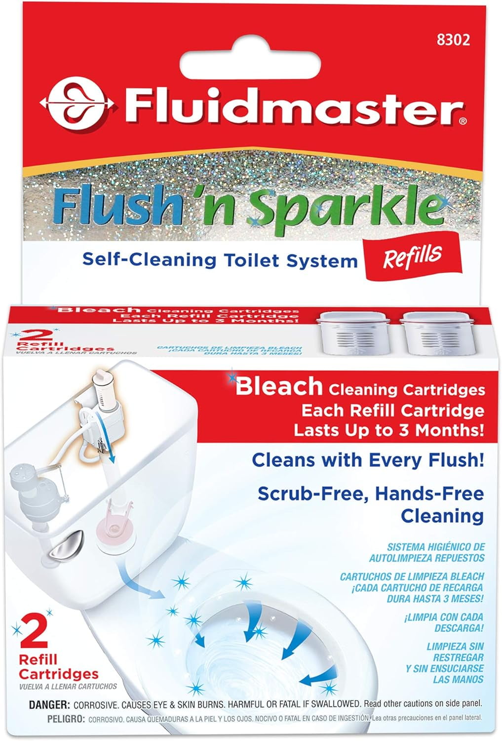 8302P8 Flush 'n Sparkle Automatic Toilet Bowl Cleaning System Bleach ...