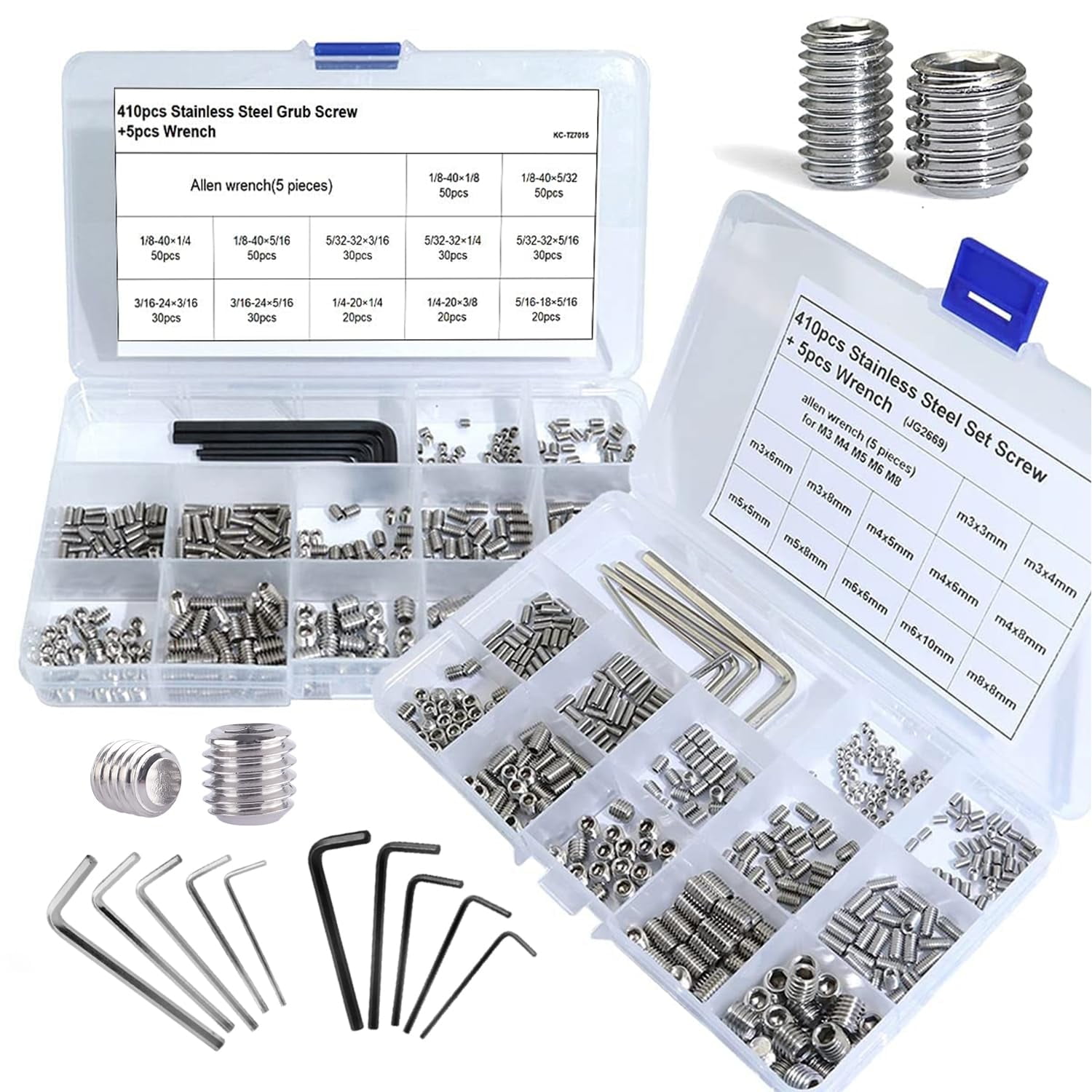 830pcs Set Screw Assortment Kit, Standard SAE + Metric Allen Head ...