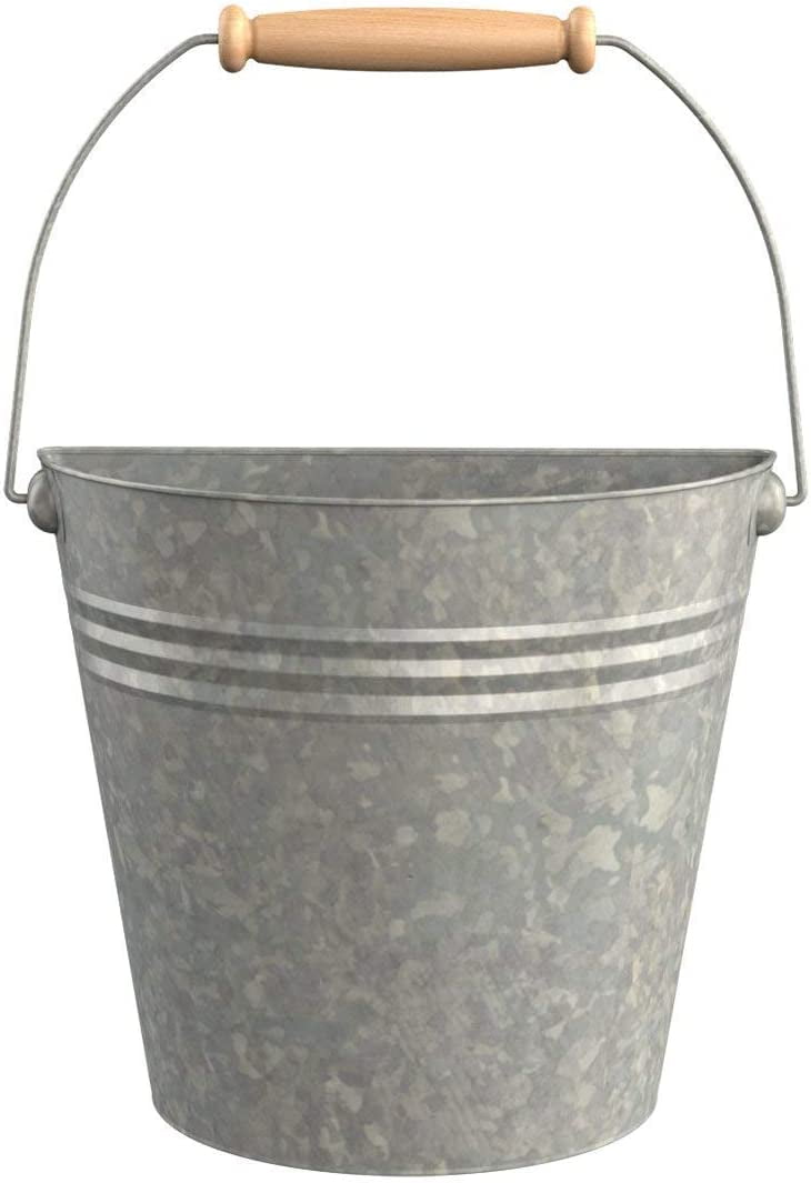83220 10.3x5.3x8.6 Half Round Wall Buckets with Wood Handles ...