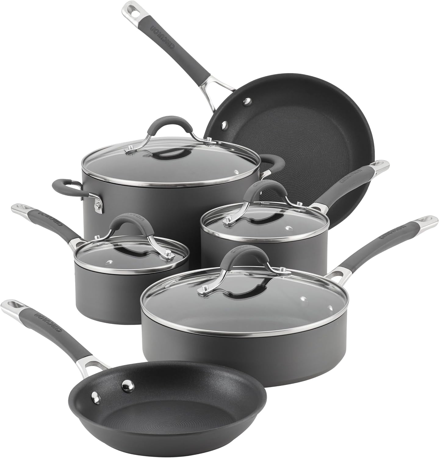 83903 Radiance Hard Anodized Nonstick Cookware Pots and Pans Set, 10 ...
