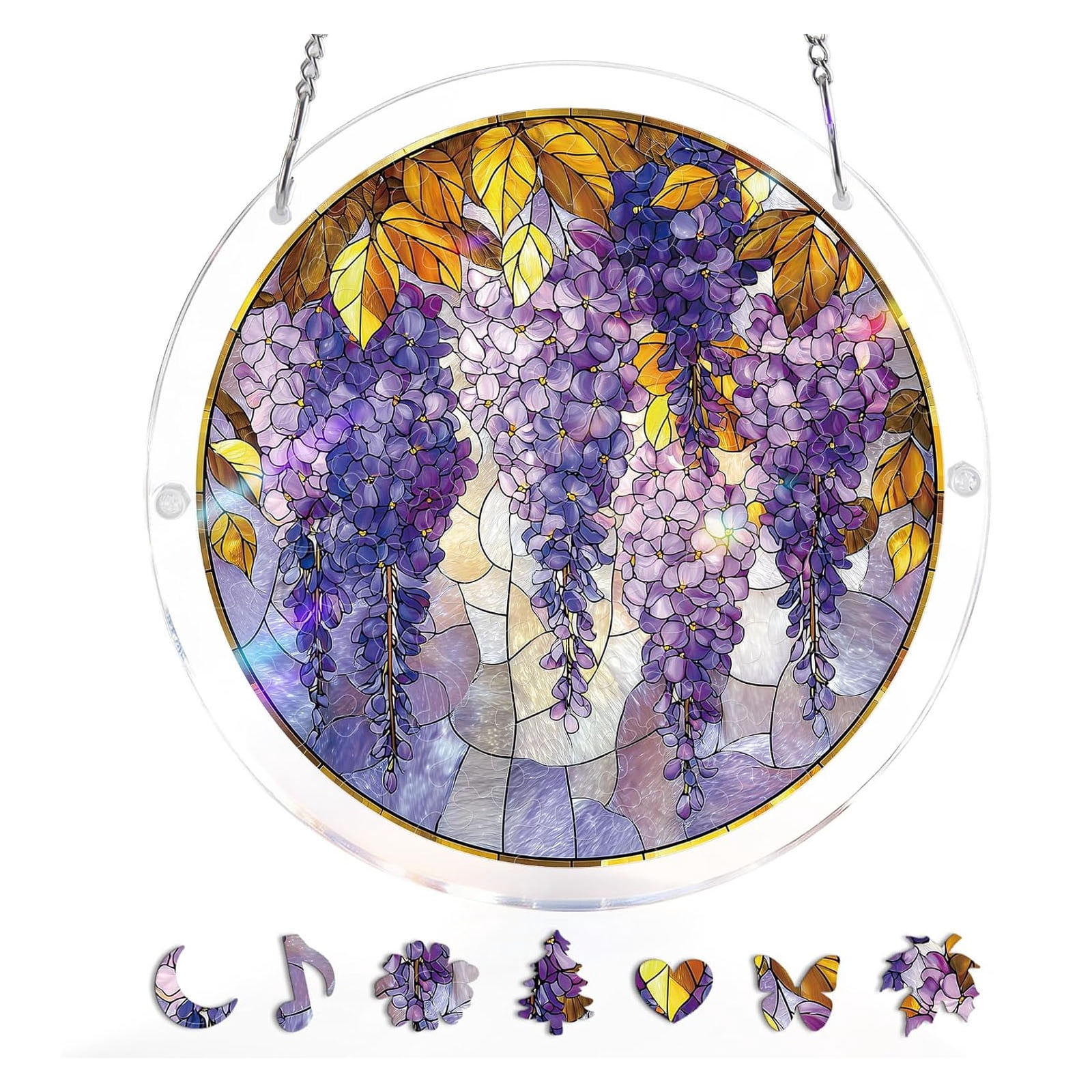 83Pcs Cow Floral Acrylic Puzzle Wind Chime, Porch Garden Outdoor ...