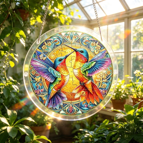 83Pcs Horse Pattern Acrylic Puzzle Suncatcher, 7.40in Round Window ...
