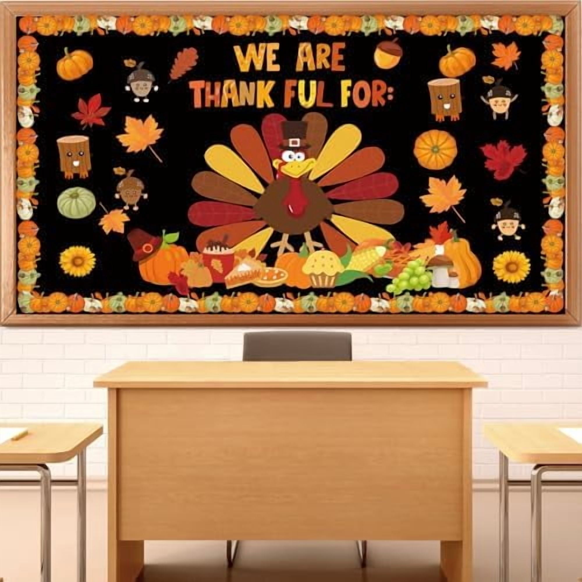 83Pcs Thanksgiving Bulletin Board Kit with Pumpkin Turkey Maple Leaf ...