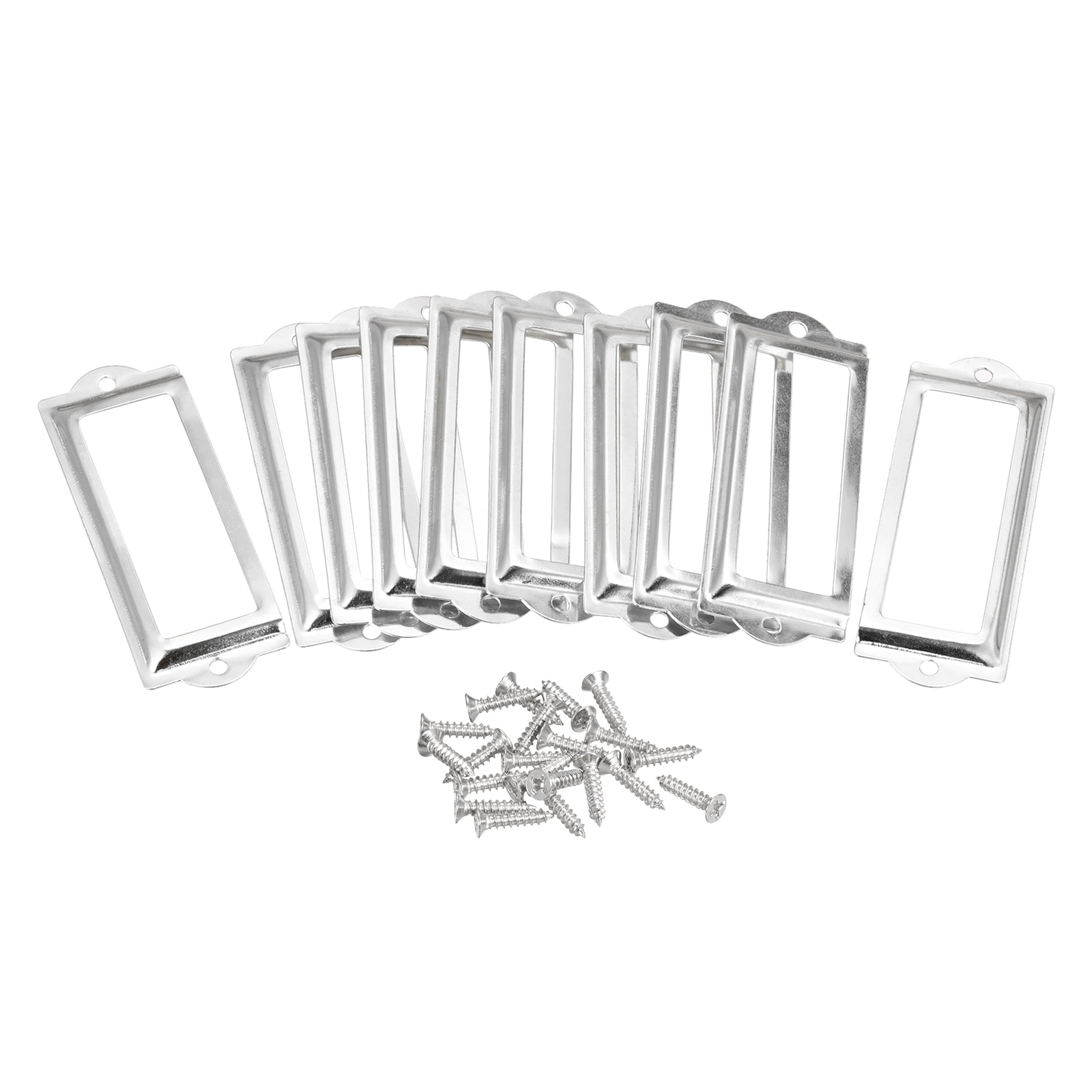 83x30mm Drawer Tag Label Metal Label Holder File Tag Frames Silver Tone ...