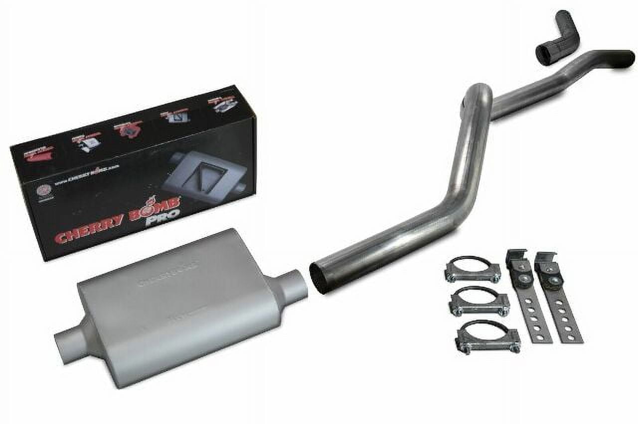 84-01 Jeep Cherokee 2.5" Aluminized Exhaust Kit Cherry Bomb Pro Muffler ...