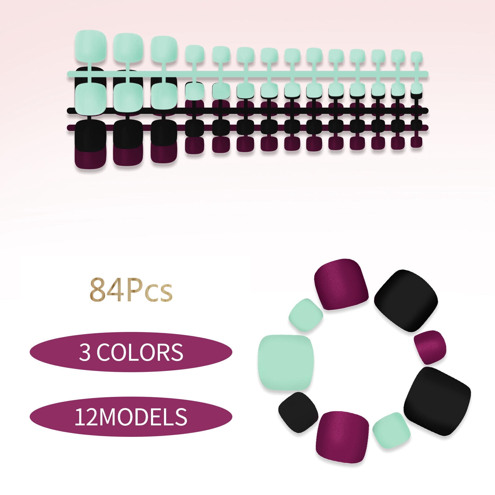 84/140Pcs Fake Toe Nails Art Acrylic Artificial Full Cover False ...