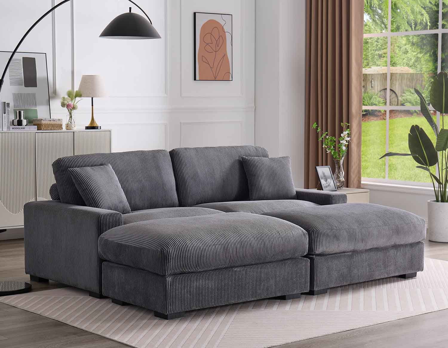 84.5"x63" Modular Sectional Sofa Couch, Modern Upholstered Sleeper Sofa ...
