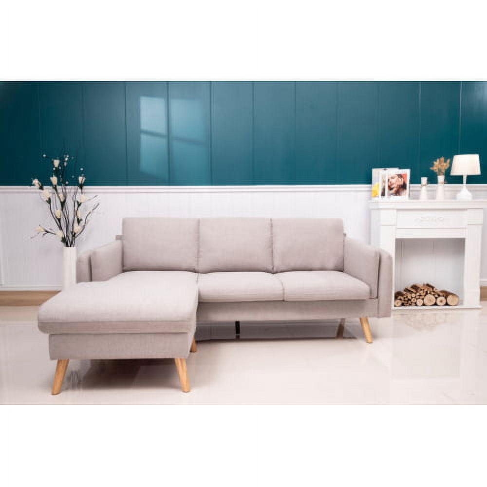 84.6" L-shaped Sofa with Ottoman, Convertible Sofa Couch with Movable ...