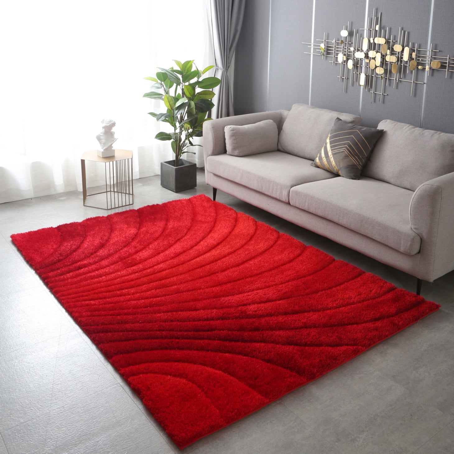 84"*60" Hand Tufted Area Rug, 3D Shaggy Fluffy Non-Slip Carpets for ...
