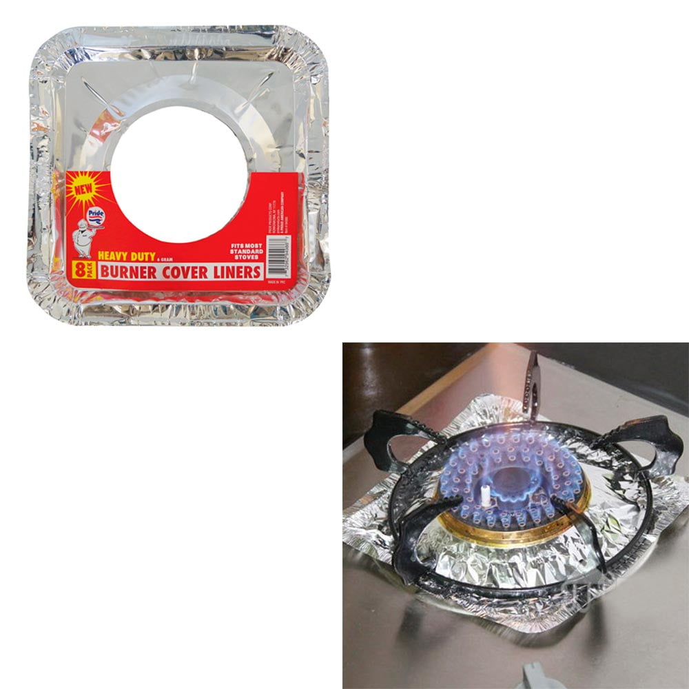 84 Aluminum Foil Square Gas Burner Bib Liners Covers Disposable ...
