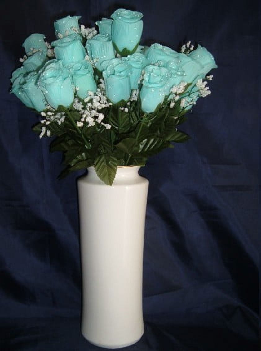 84 Aqua Silk Rose Flowers w/Raindrops - Wedding Flowers- Bridal/Floral ...