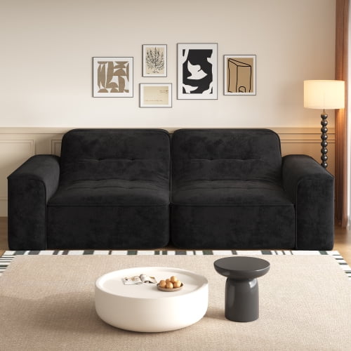 84" No Assembly Modular Sectional Sofa, Modern Boneless Compressed ...