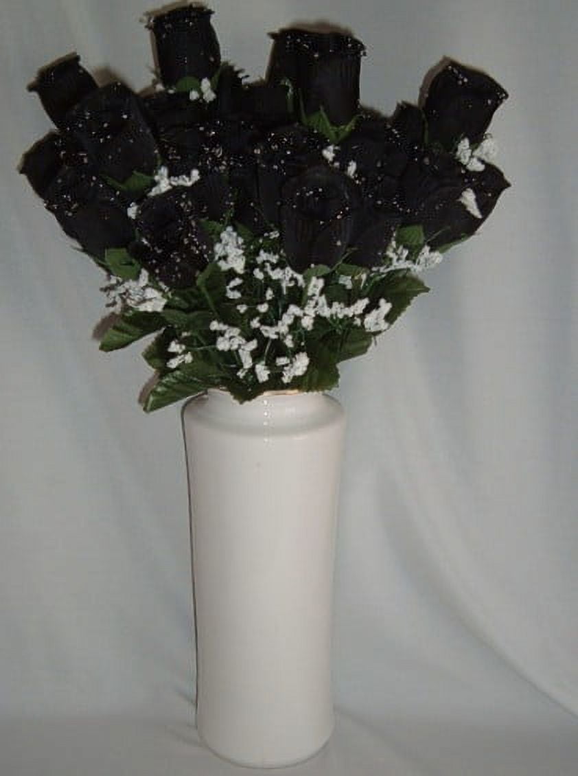 84 Black Silk Rose Flowers w/Raindrops - Wedding Flowers- Bridal/Floral ...