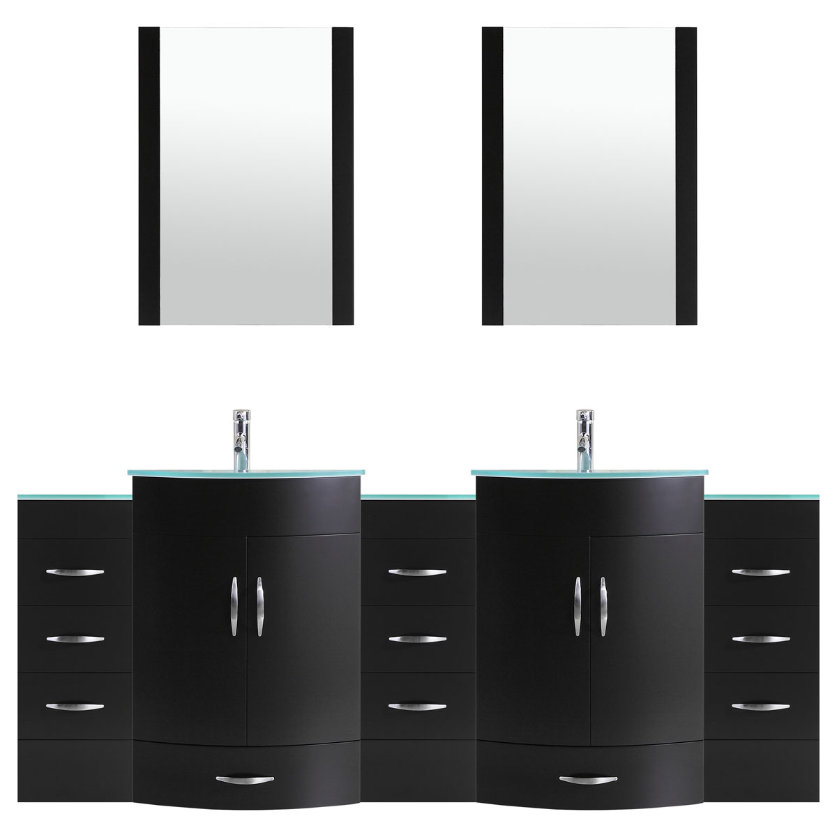 84 Black Vanity Set - Two 24 Sink Bases, Two 12 Drawer Bases (LV5-C19 ...