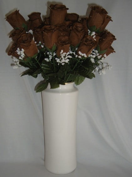 84 Brown Silk Rose Flowers w/Raindrops - Wedding Flowers- Bridal/Floral ...