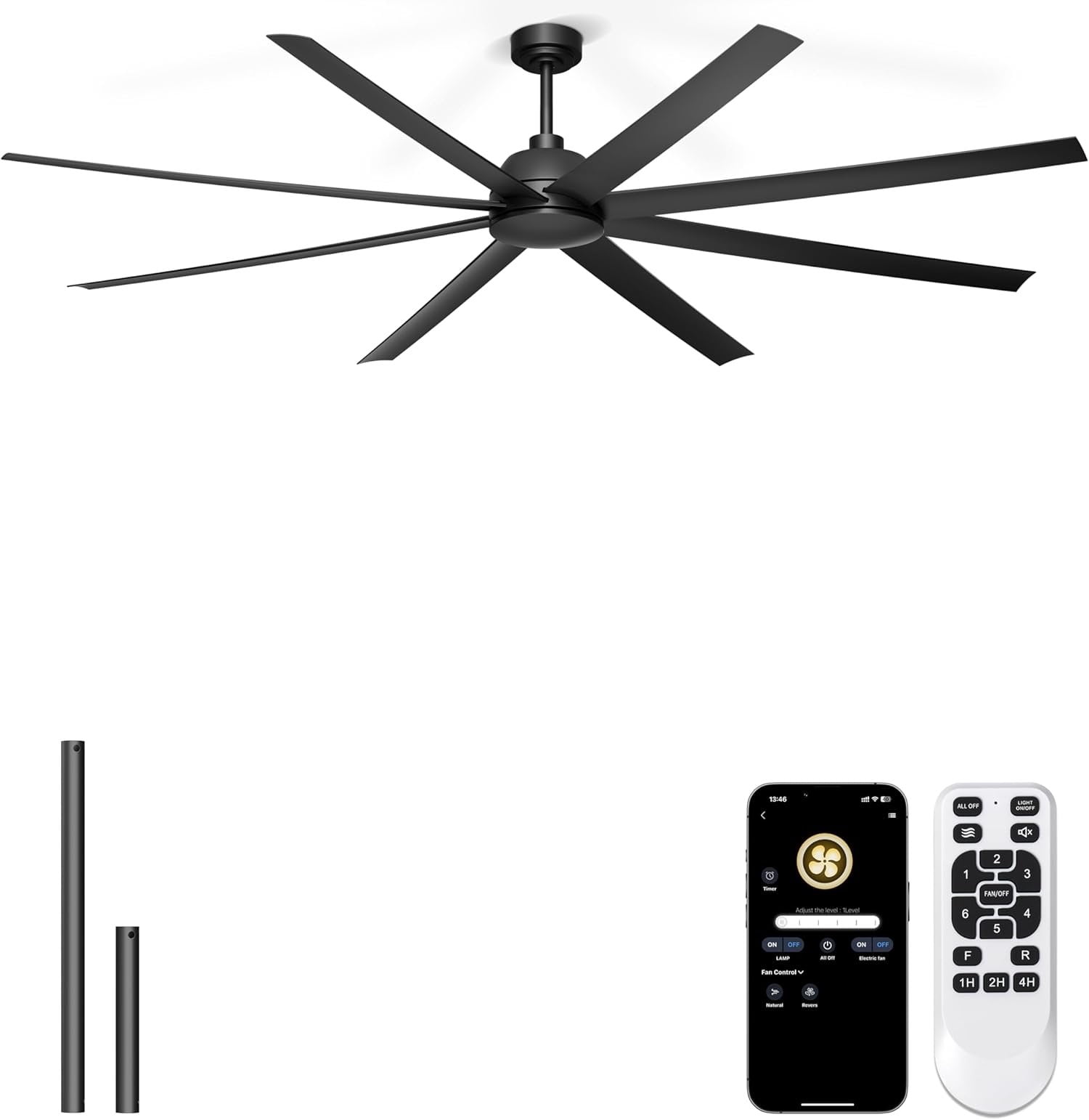 84'' Ceiling Fans No Light - Remote & APP Control, Large Industrial DC ...