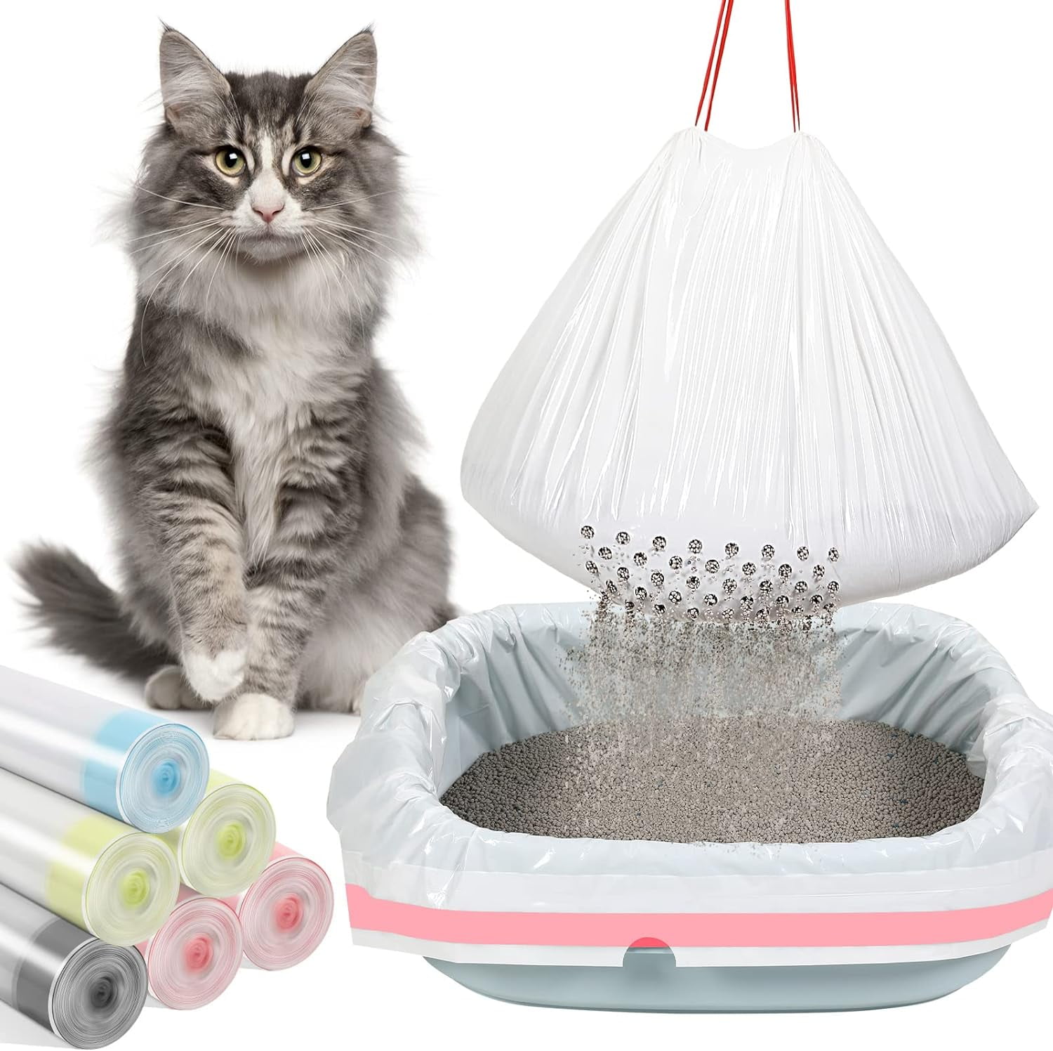 84 Count Sifting Cat Litter Box Liners with Holes Extra Large Cat ...