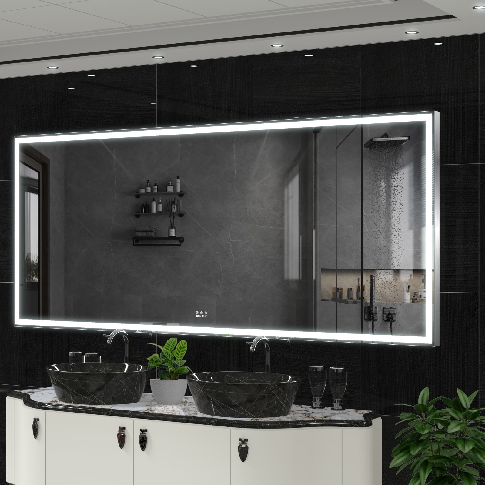 84" Extra Large Bathroom Mirror with LED Lights, Aluminum Framed Wall ...
