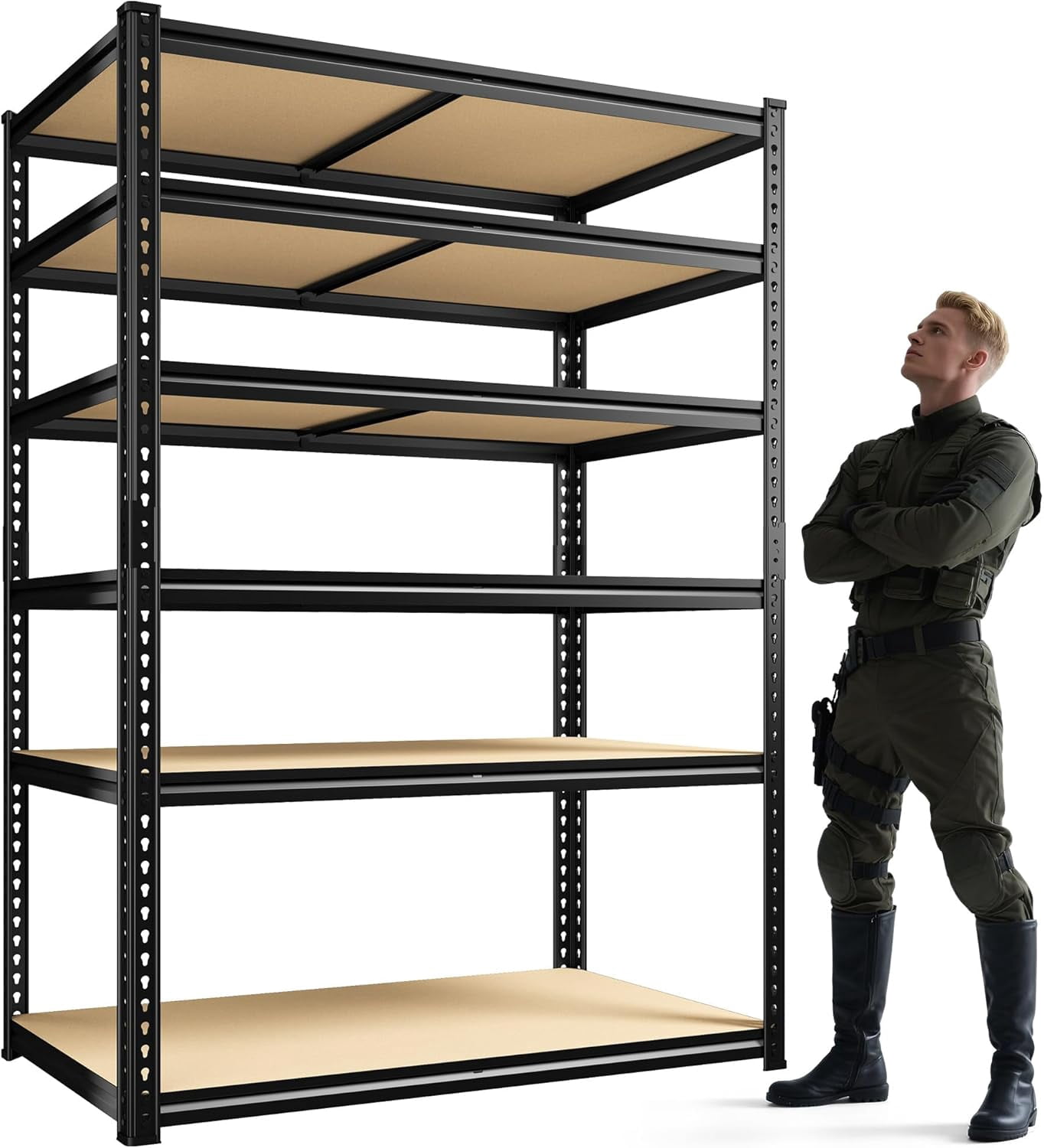 84" H Garage Shelving, 6 Tier Storage Shelves Load 3000 lbs, Adjustable ...