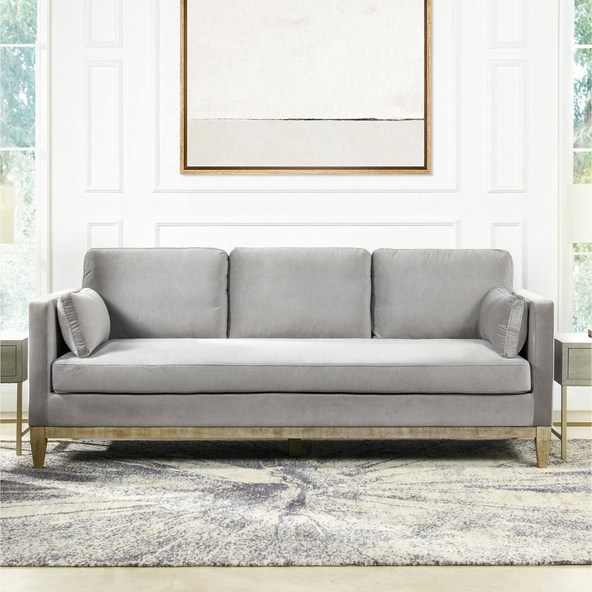 84" In Grey Velvet, Modern Interior, Foam And Removable Hip Rest ...