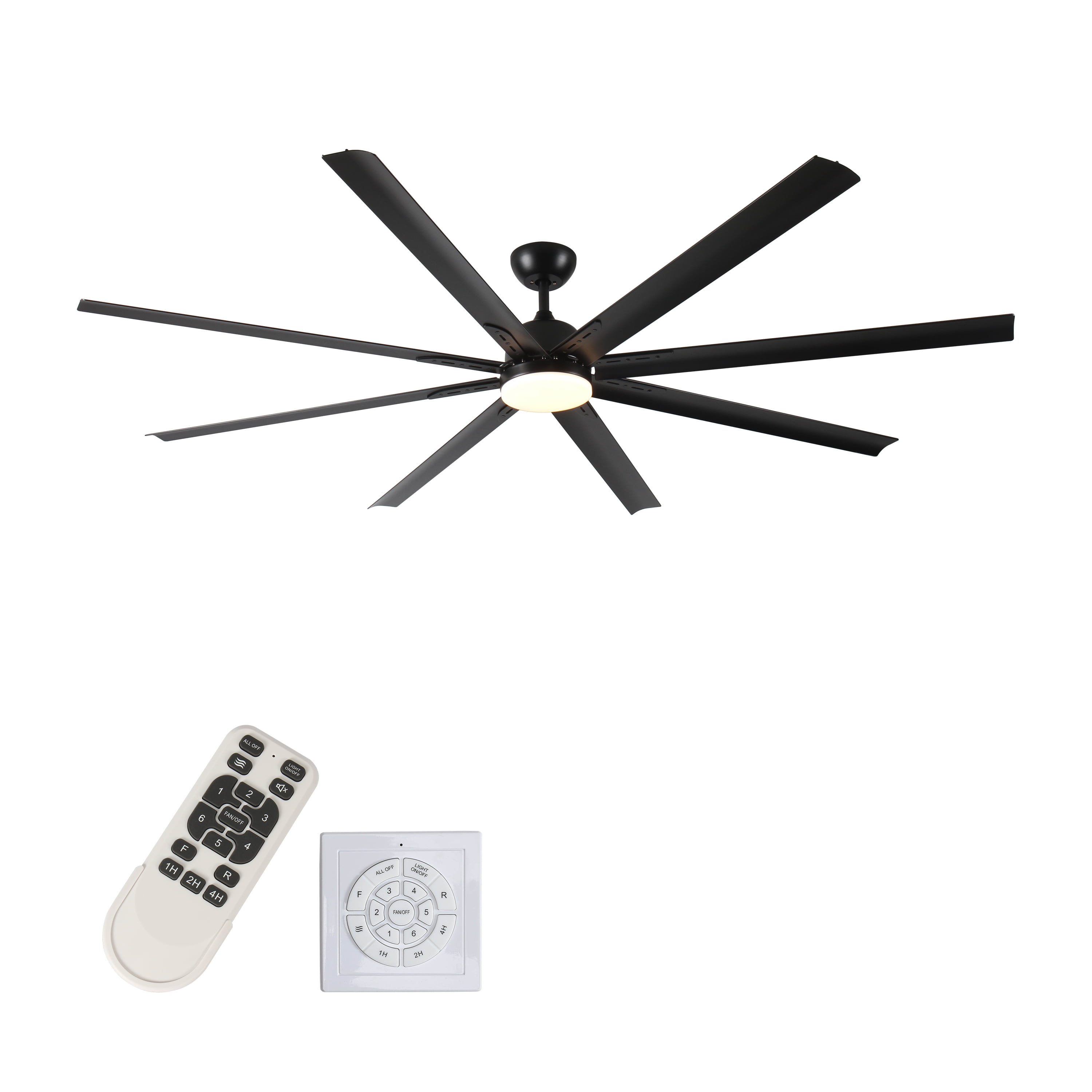 84 In Super Large Black Ceiling Fan with Remote Control,Black Aluminium ...