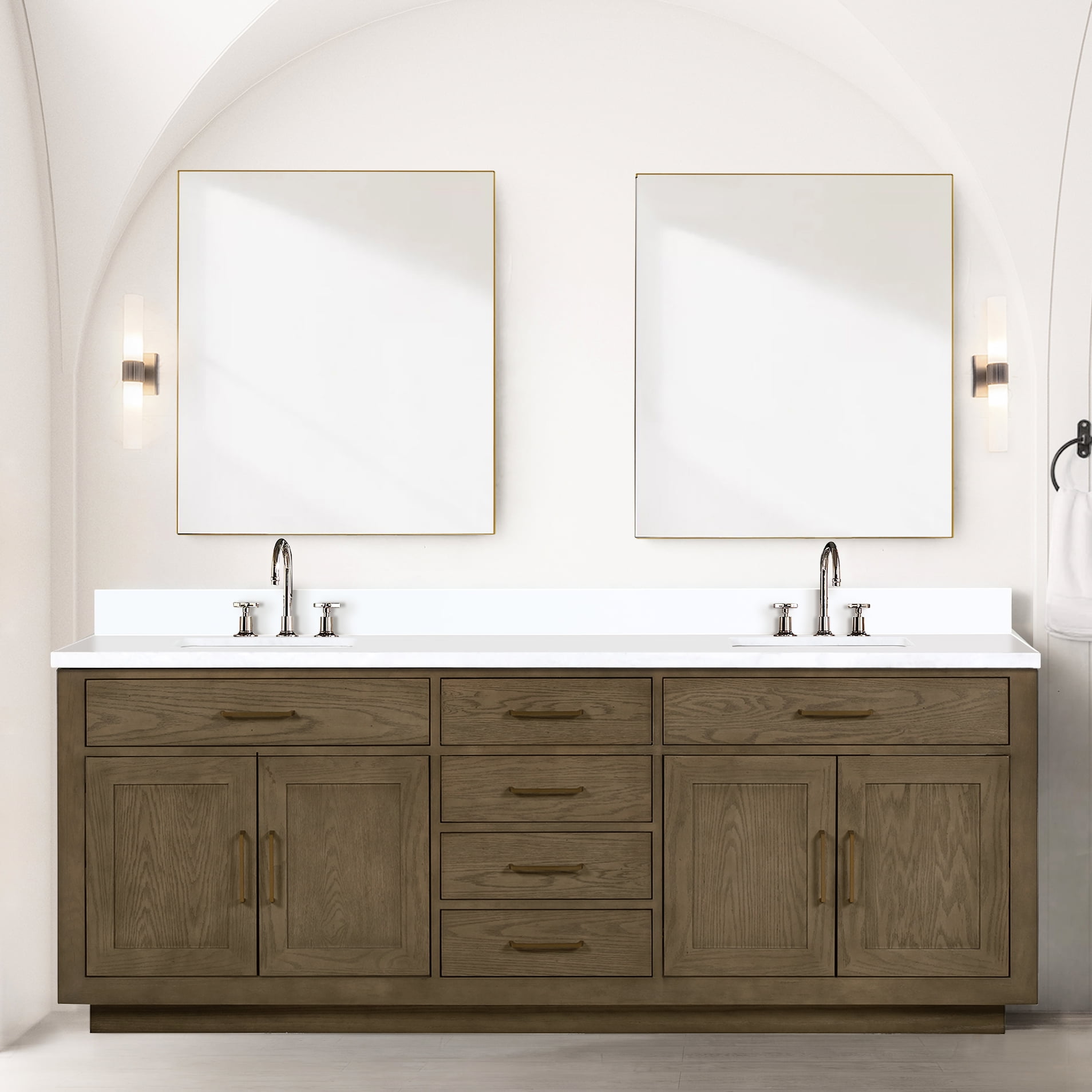 84 In. W X 22 D Grey Oak Double Bath Vanity - Soft Close Sink With ...