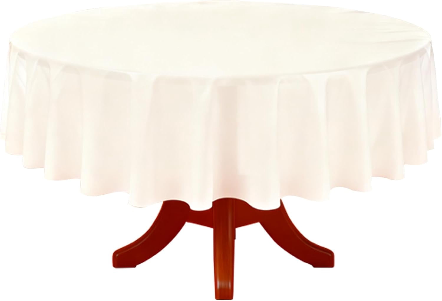 84 Inch Christmas Decorations Brown Round Tablecloth Disposable PE ...